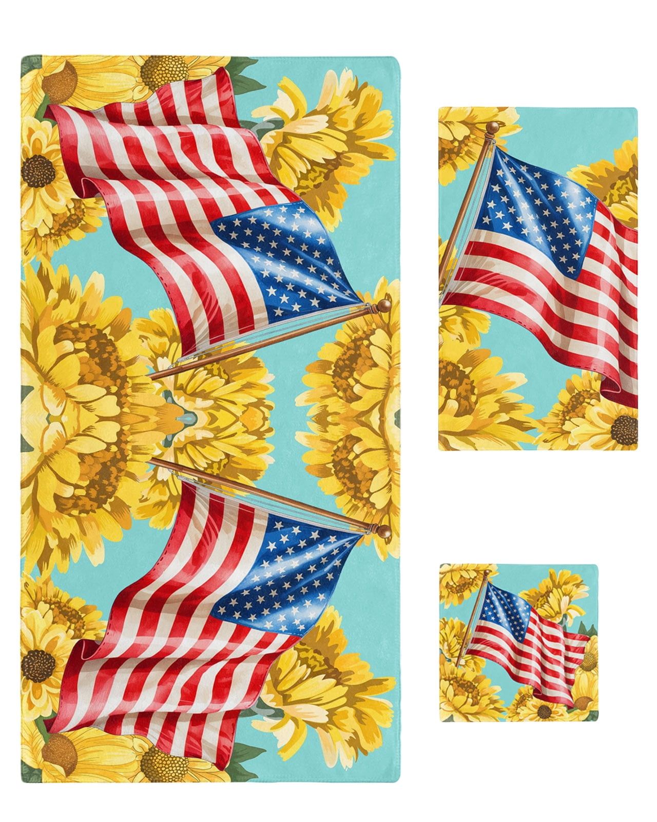 4th of July Towel Set of 3, Soft Microfiber Bath Towels, Hand Towel ...