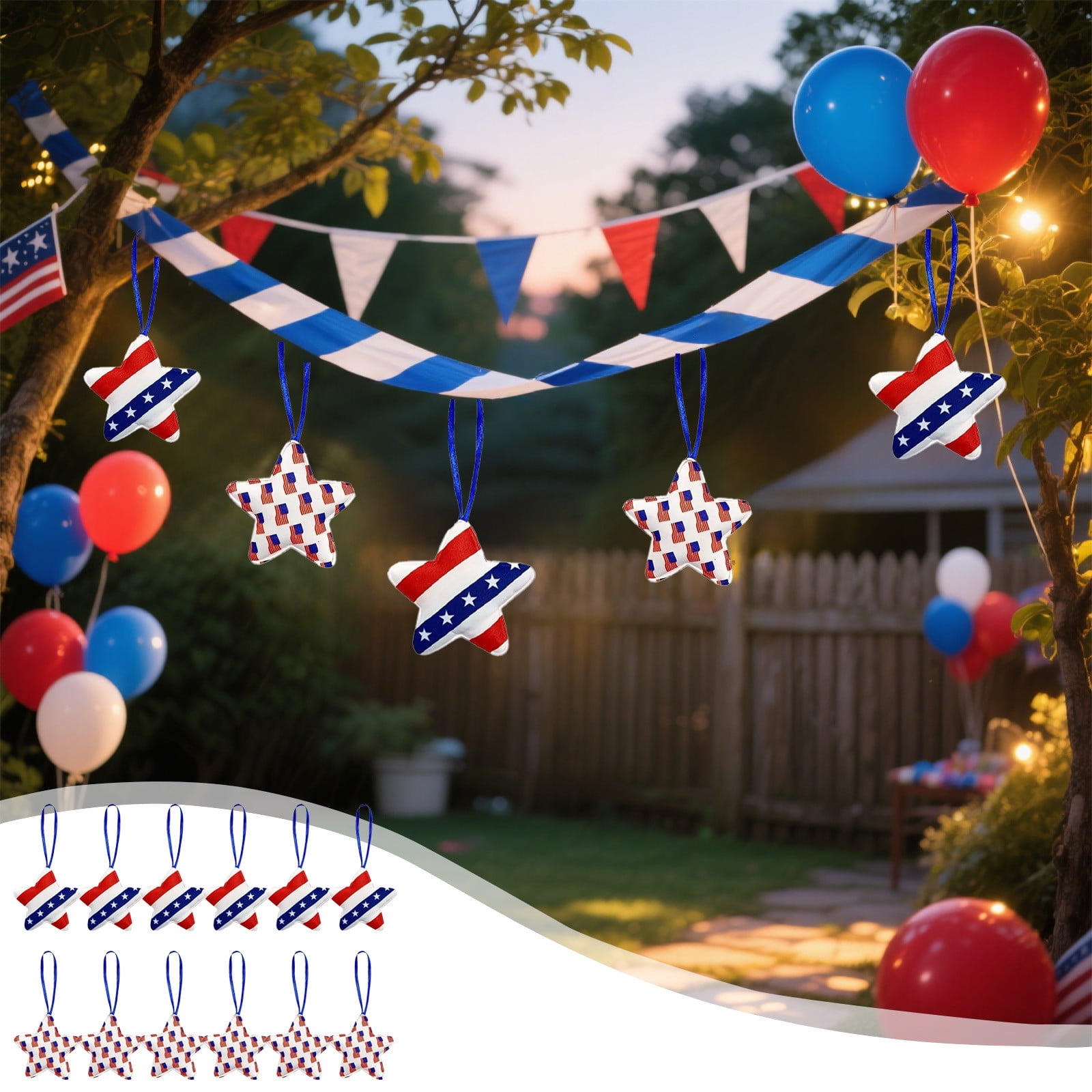 4th of July Tree Decorations Clearance Independence Day Pentagram ...