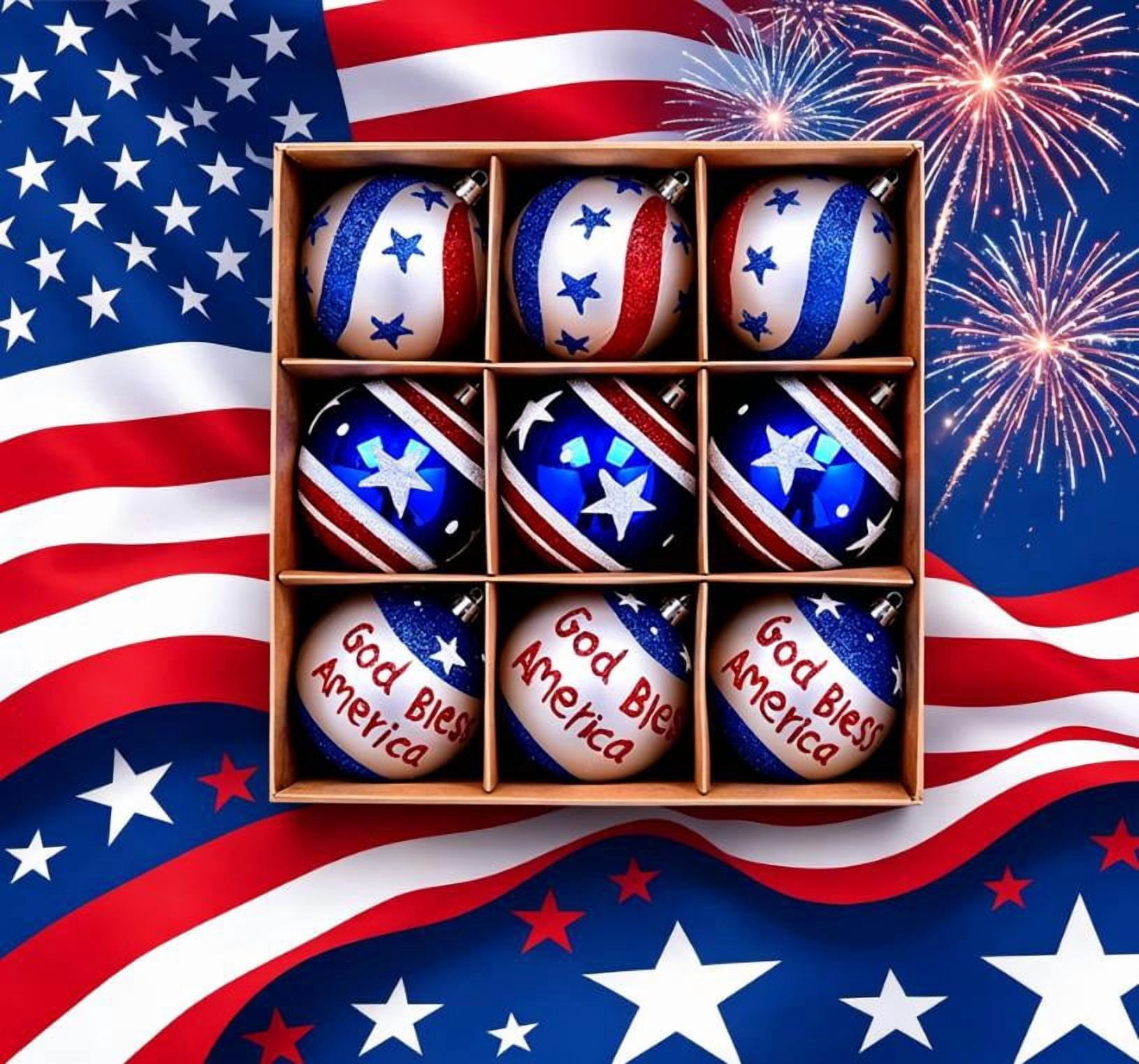 4th of July Tree Decorations for Patriotic Memorial Day Ornaments, 9Pcs ...