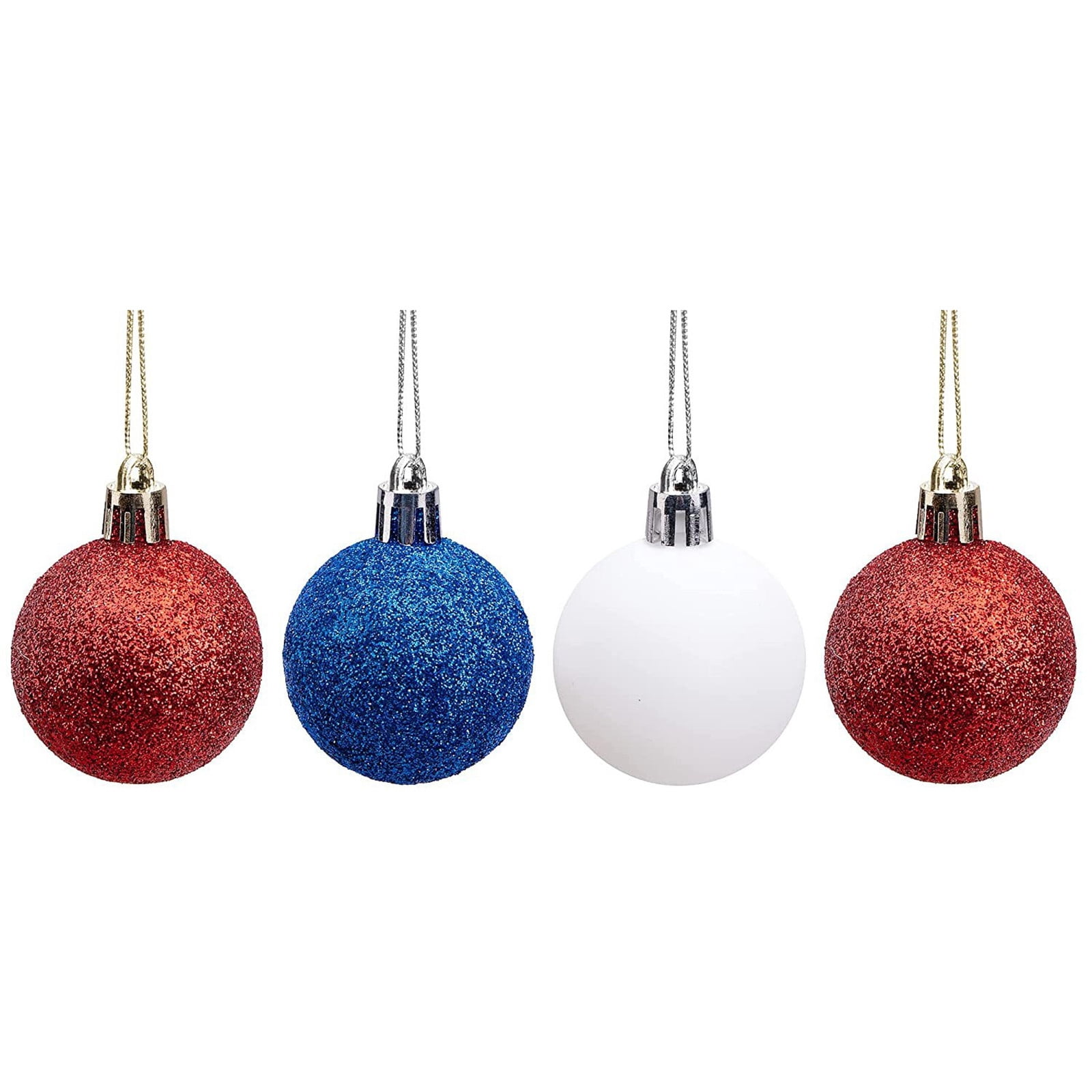 4th of July Tree Ornaments Set of 12 - Patriotic Red White Blue Sequin ...