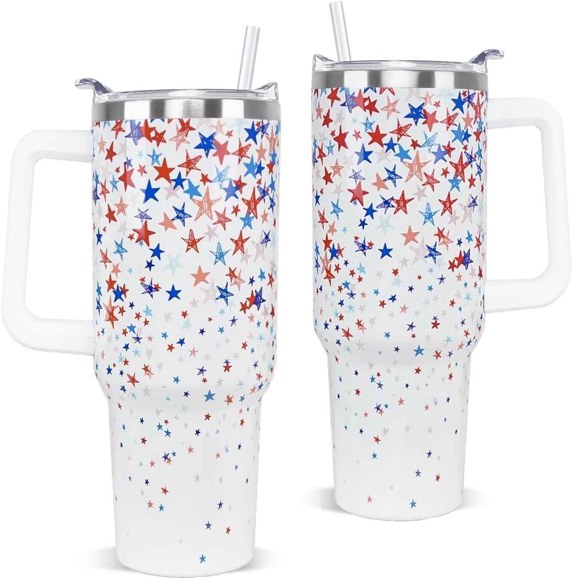 4th of July Tumbler with Handle 40 OZ American Flag Stars Coffee Travel ...
