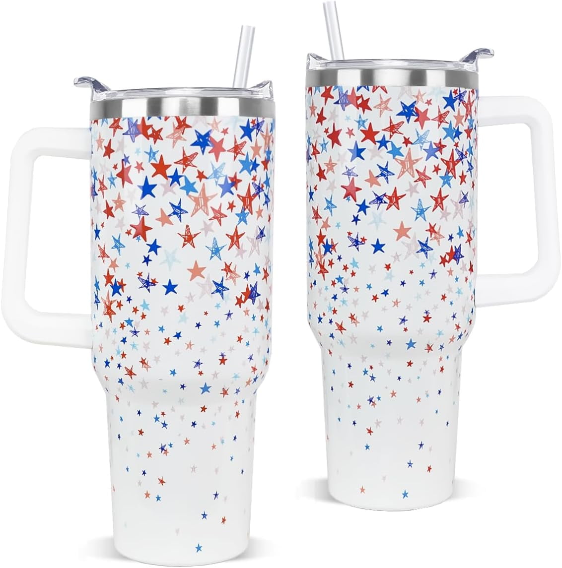 4th of July Tumbler with Handle 40 OZ American Flag Stars Coffee Travel ...