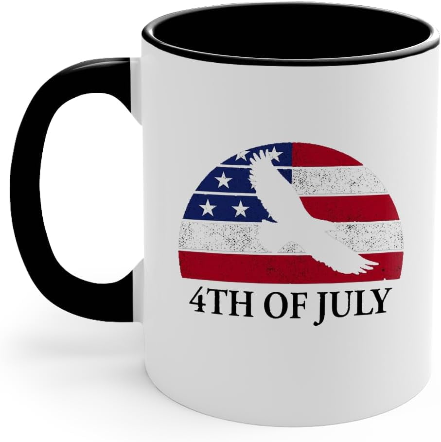 4th of July USA Accent Coffee Mug – Patriotic Red White Blue ...