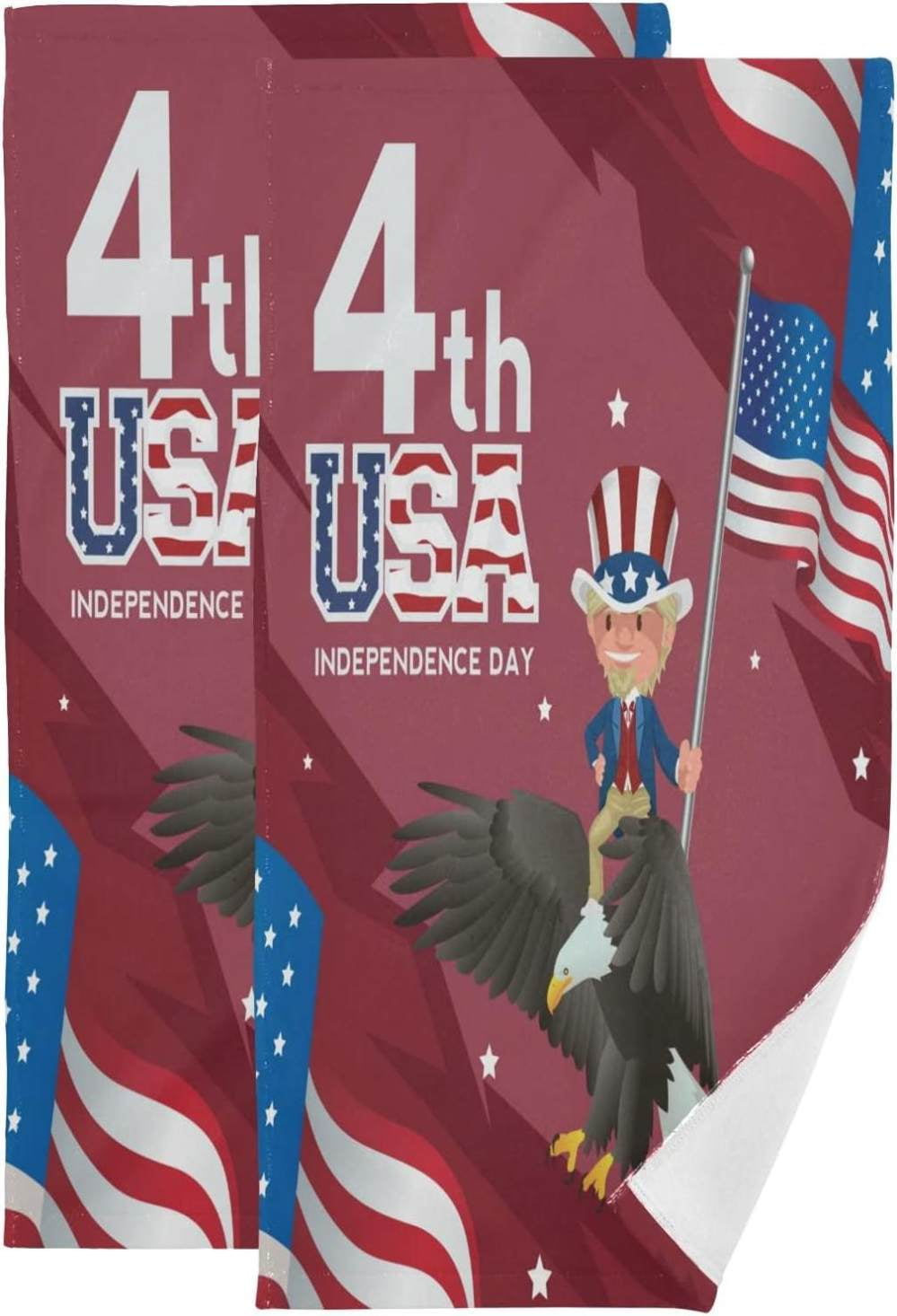 4th of July USA Flag Patriotic Hand Towels, Independence Day Uncle Sam ...