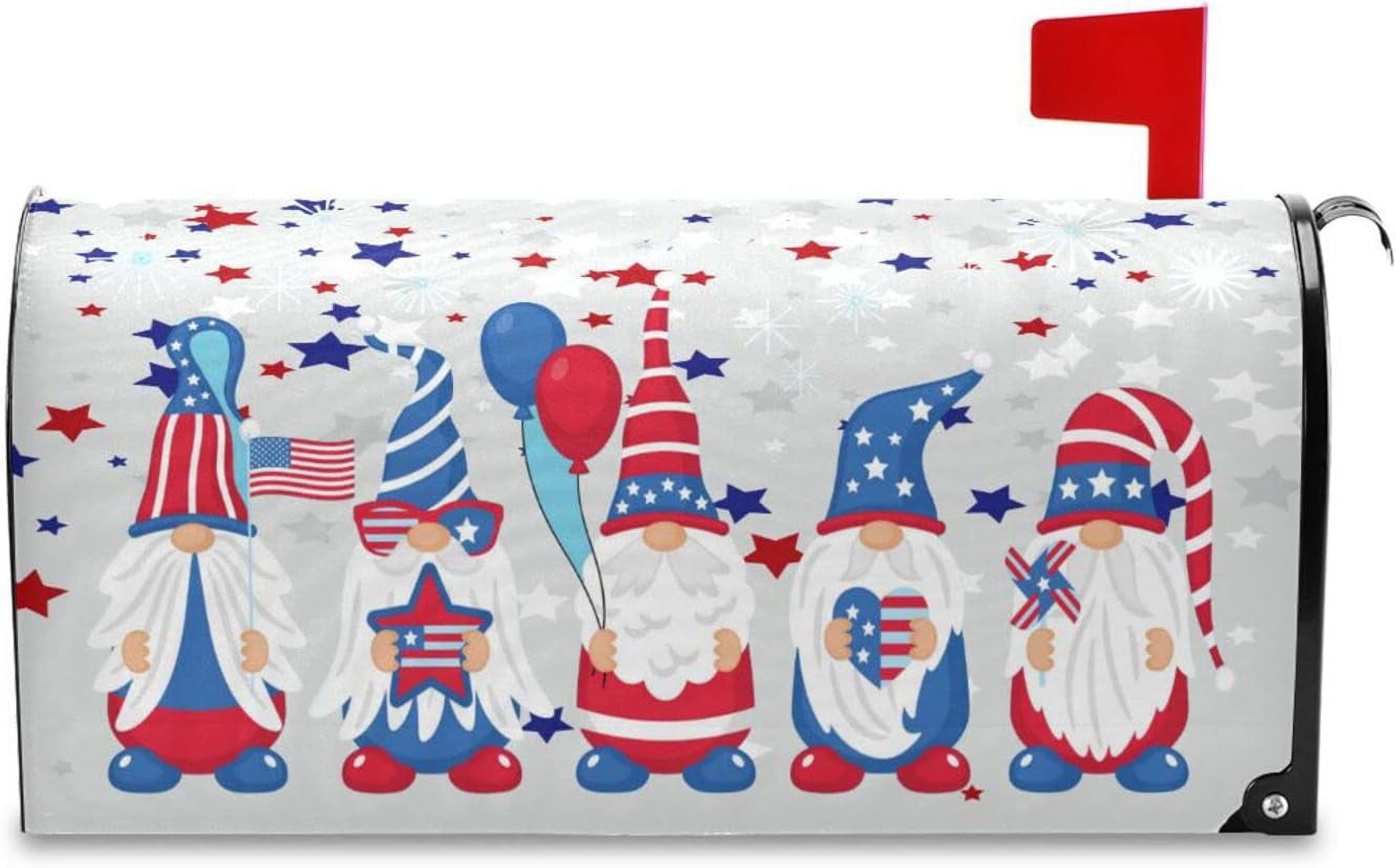 4th of July USA Independence Day Cute Gnome Magnetic Mailbox Cover Mailbox Cover Magnetic ...