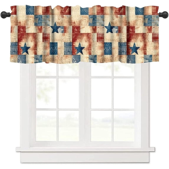 4th of July Valance Curtain,Vintage Country Red White Blue American ...