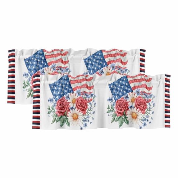 4th of July Valances for Windows, Decorative Rod Pocket Window Valance ...