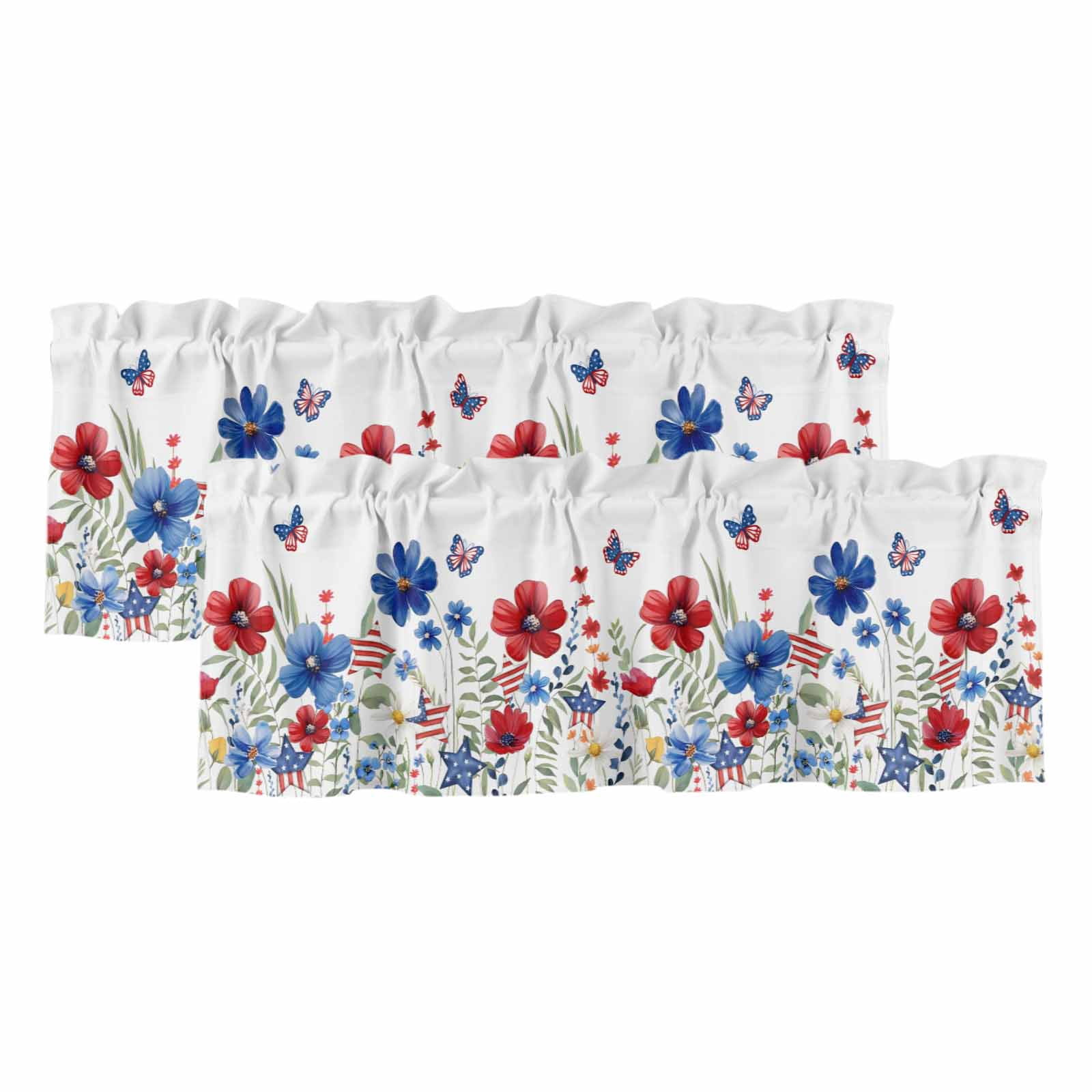 4th of July Valances for Windows, Decorative Rod Pocket Window Valance ...