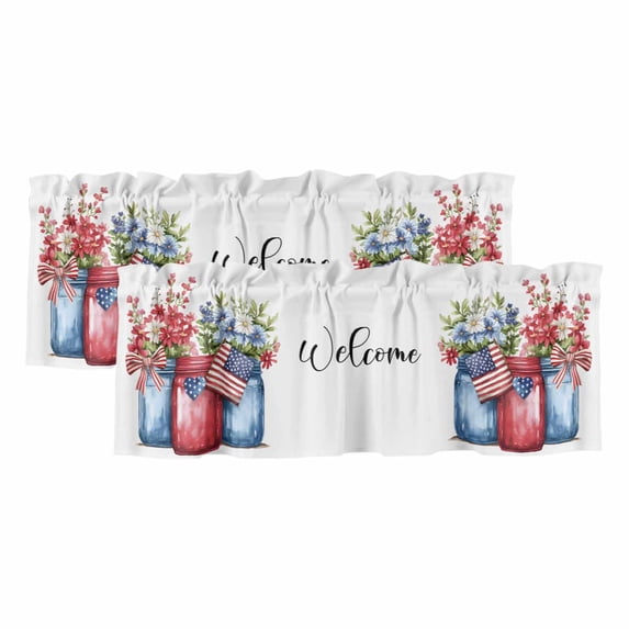 4th of July Valances for Windows, Decorative Rod Pocket Window Valance ...