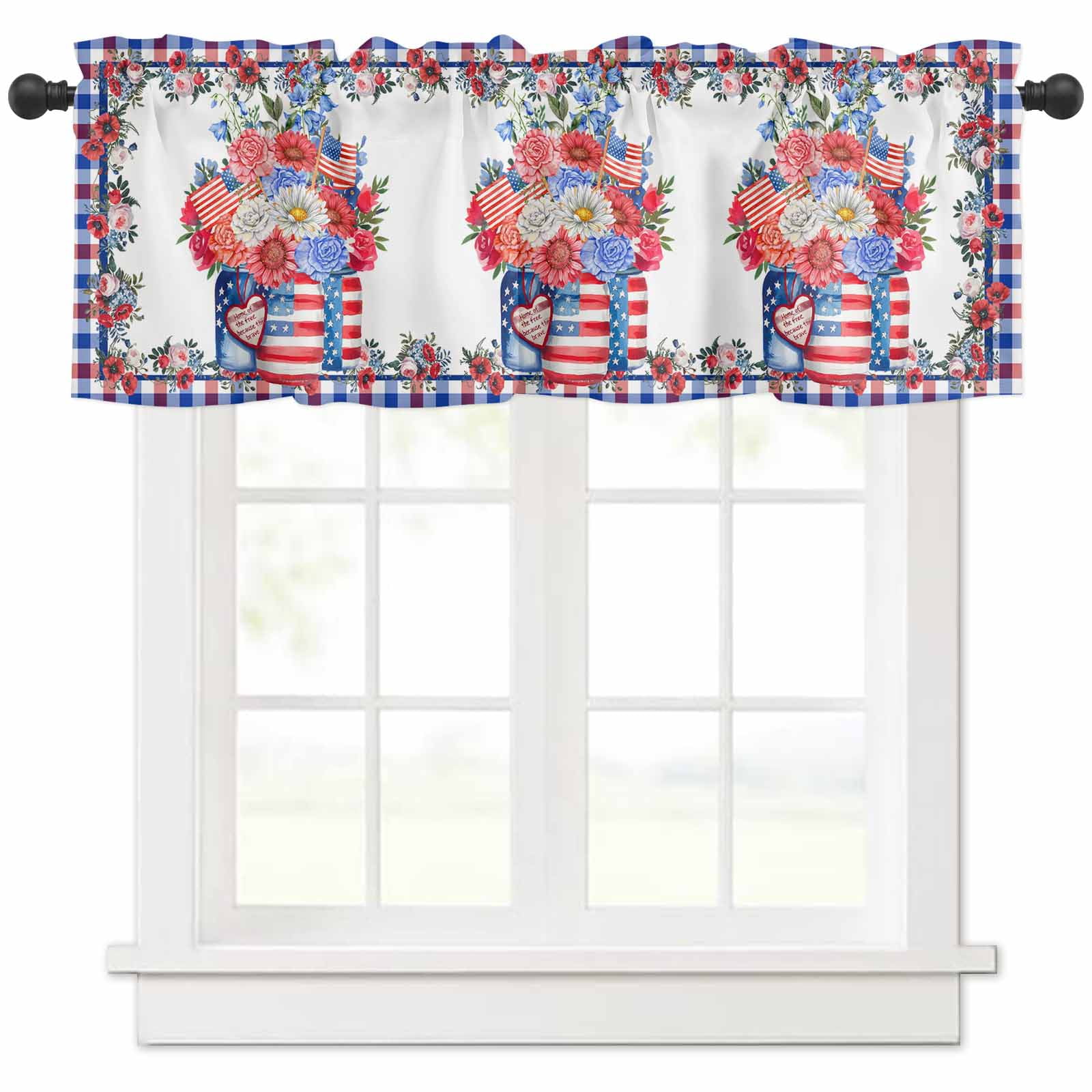 4th of July Valances for Windows Farmhouse Kitchen Curtains Valances ...