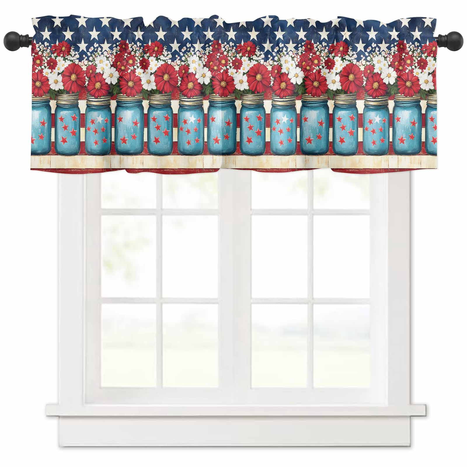 4th of July Valances for Windows Farmhouse Kitchen Curtains Valances ...