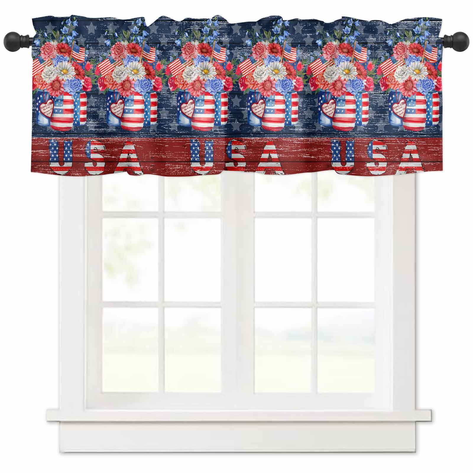 4th of July Valances for Windows Farmhouse Kitchen Curtains Valances ...