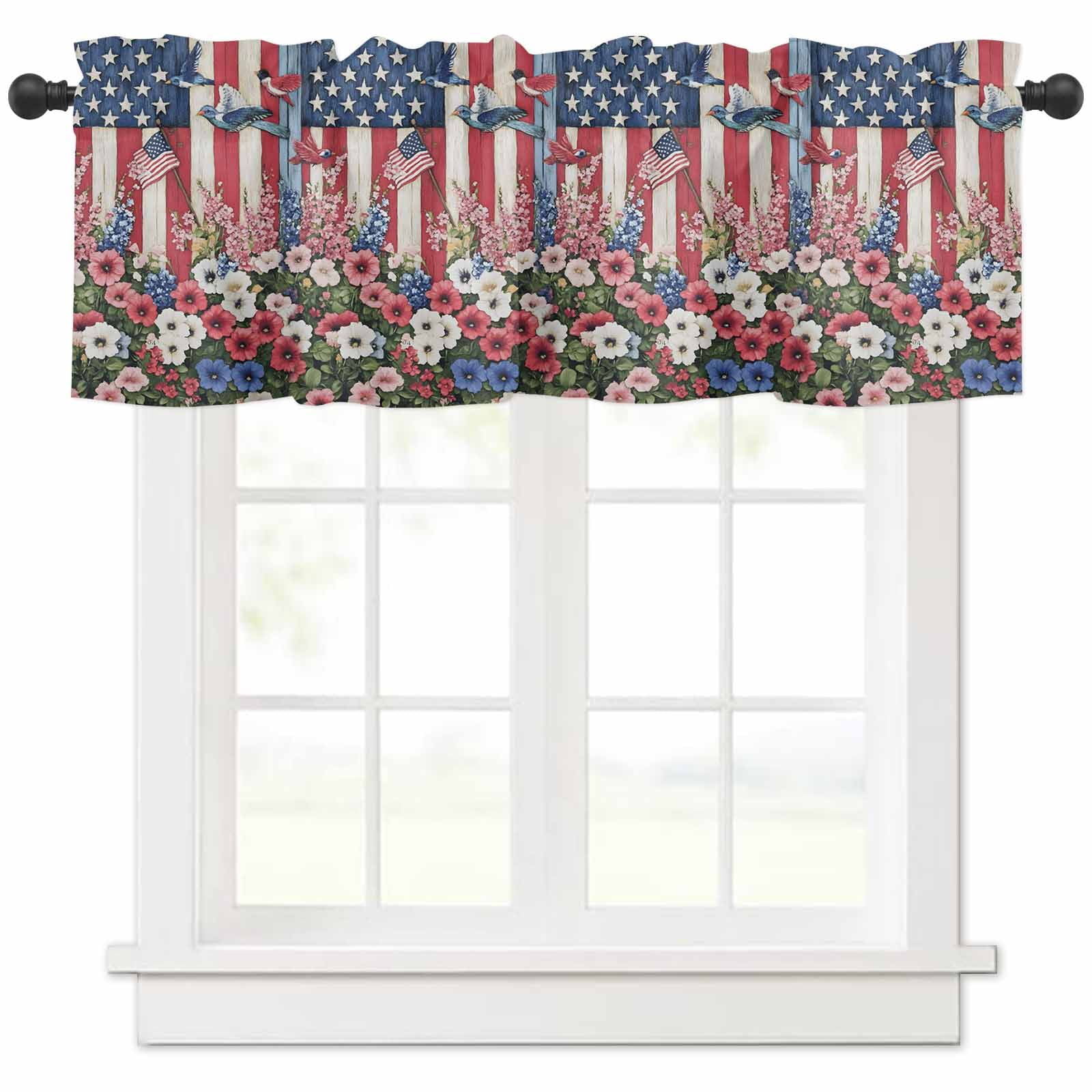4th of July Valances for Windows Farmhouse Kitchen Curtains Valances ...