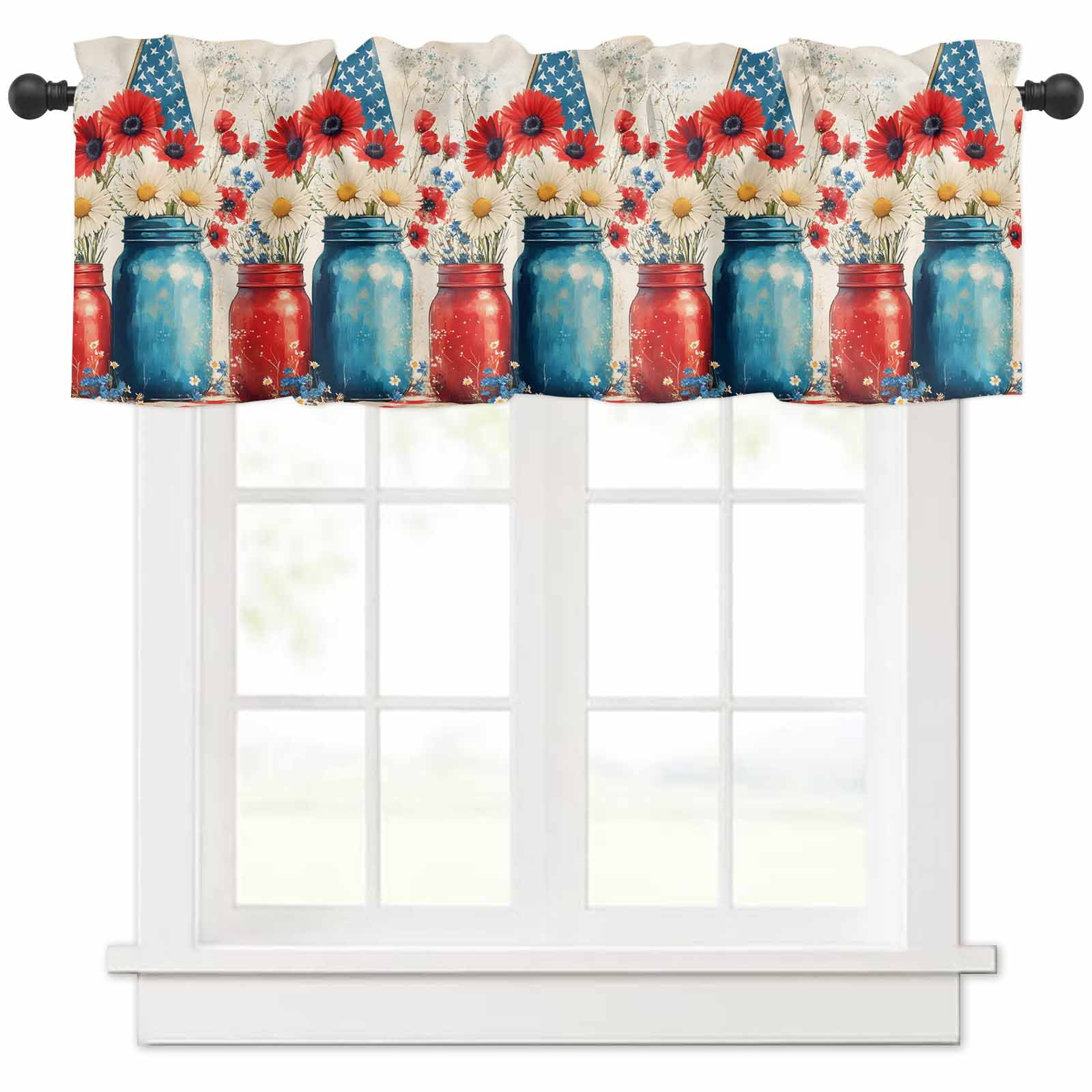 4th of July Valances for Windows Farmhouse Kitchen Curtains Valances ...