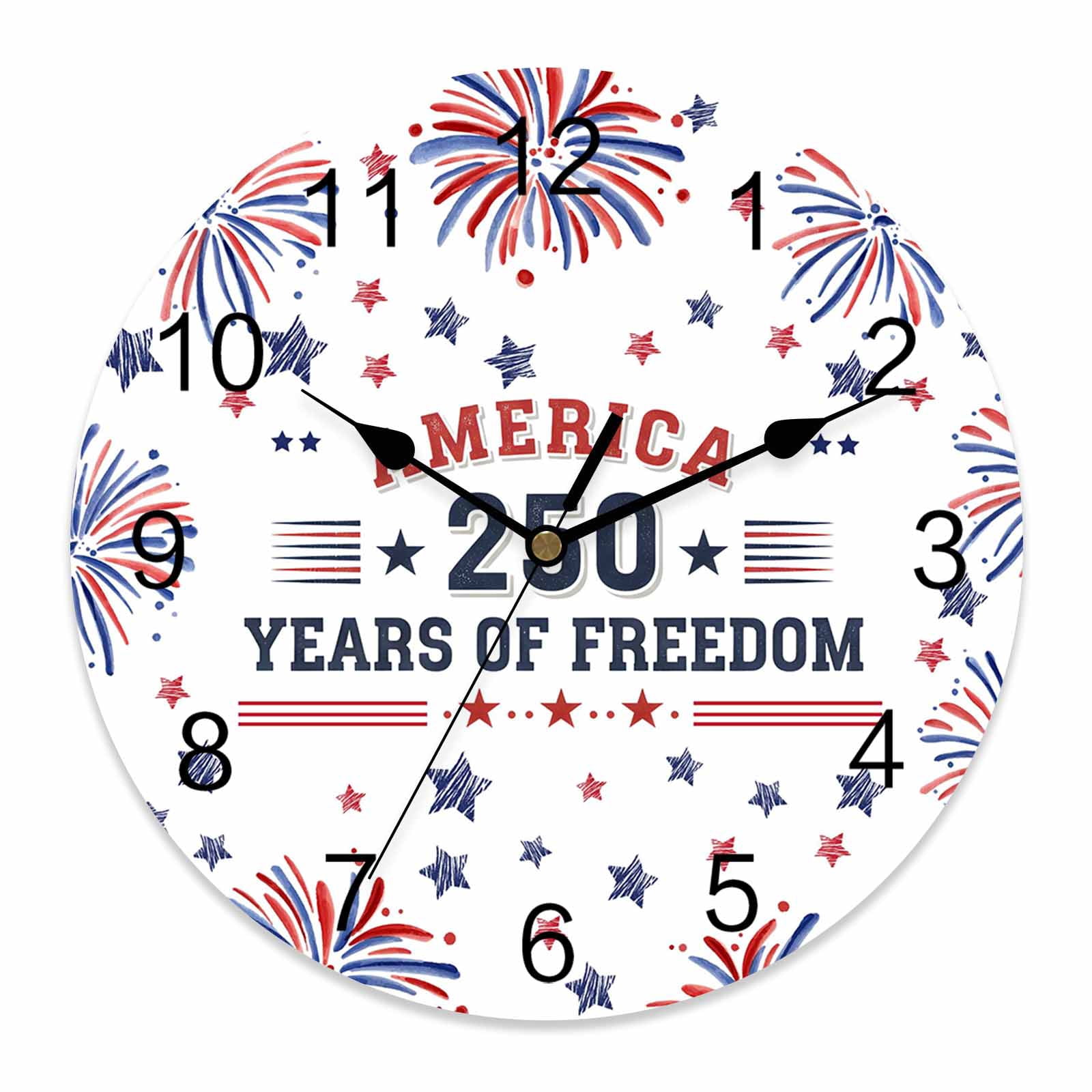4th of July Wall Clock America 250 Years of Freedom Clocks PVC Silent ...