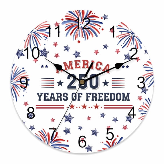 4th of July Wall Clock America 250 Years of Freedom Clocks PVC Silent ...