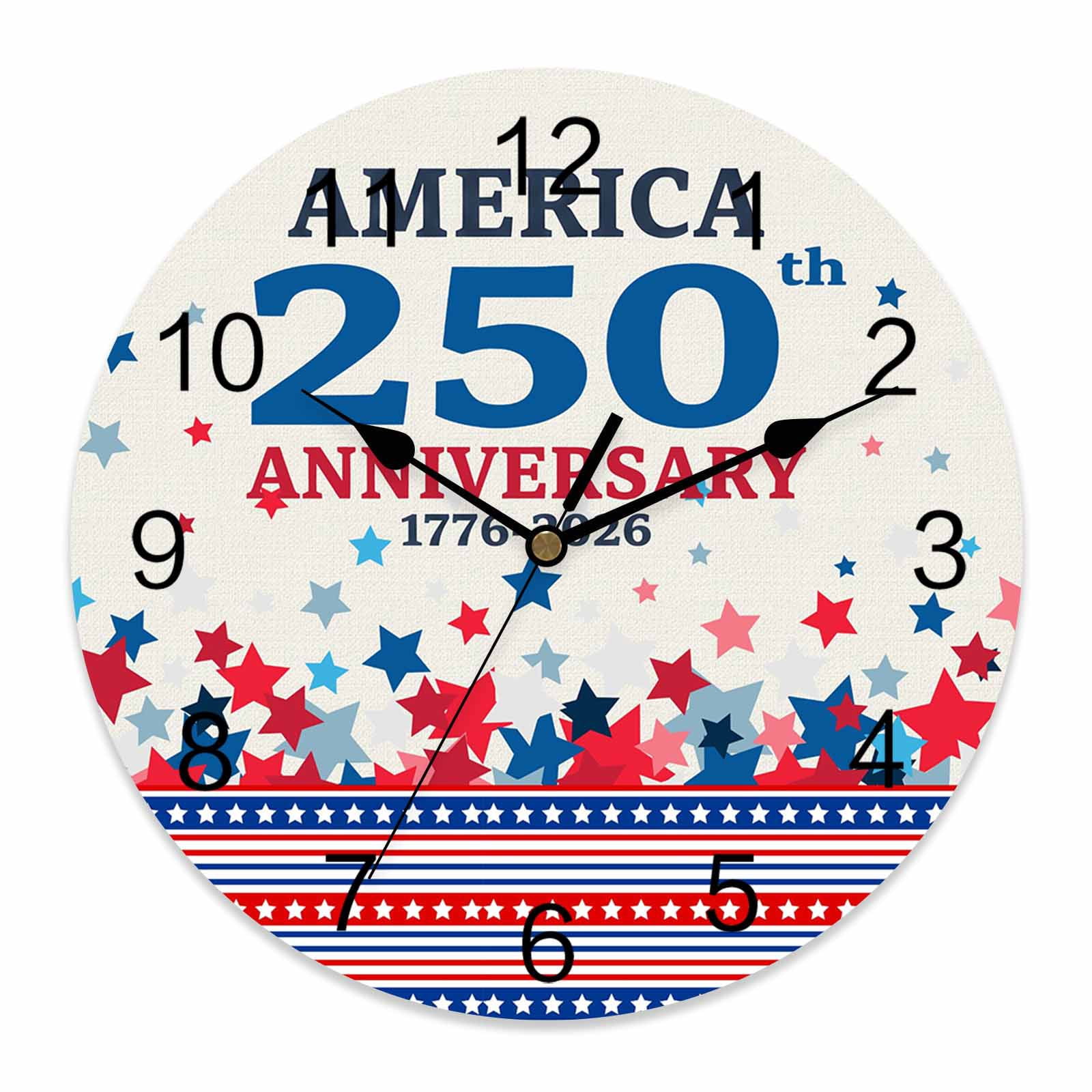 4th of July Wall Clock America 250th Anniversary Clocks PVC Silent Non ...