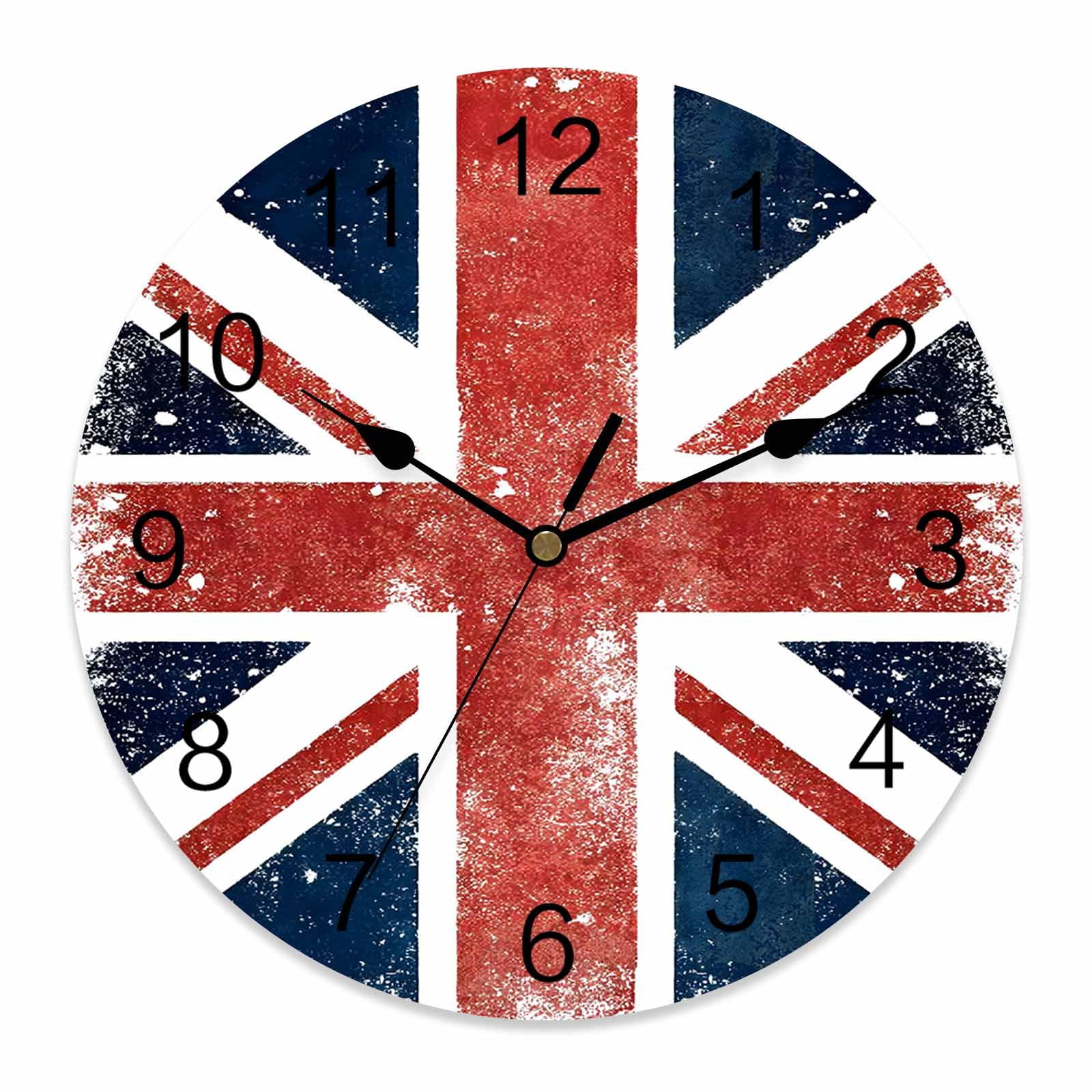 4th of July Wall Clock British Flag Clocks PVC Silent Non-Ticking ...
