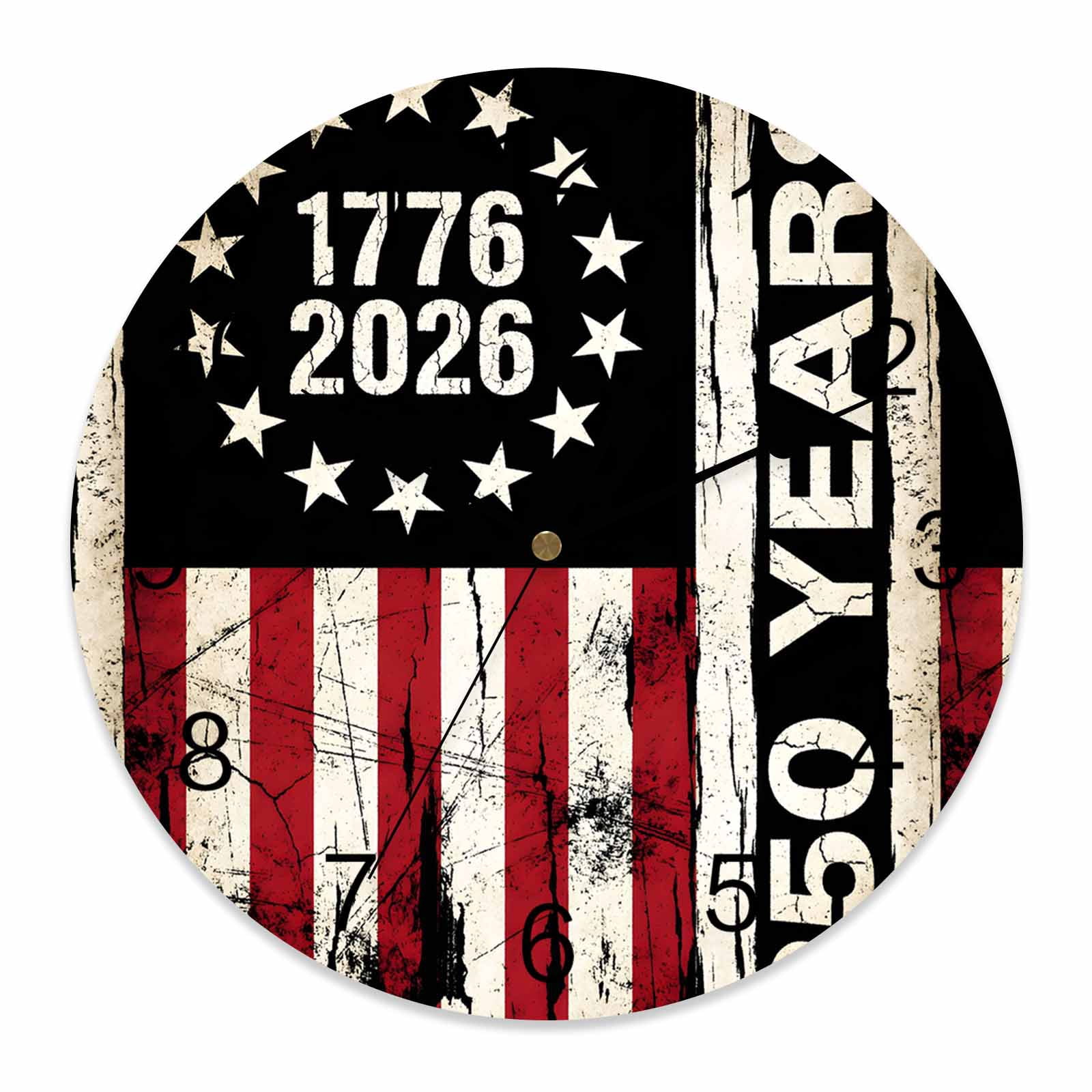 4th of July Wall Clock Retro American Flag Clocks PVC Silent Non ...