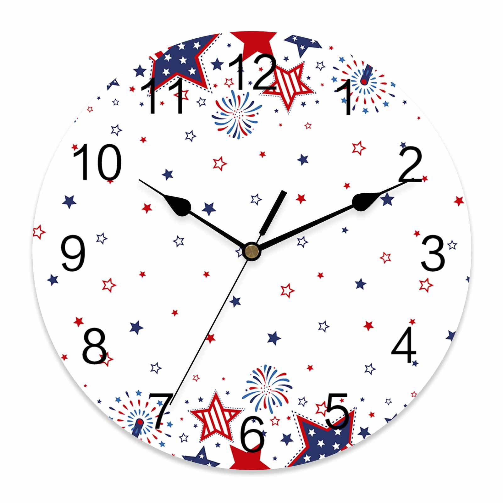 4th of July Wall Clock Star American Flag Memorial Clocks PVC Silent ...