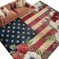 4th of July Washable Living Room Rugs 8'x10', Patriotic USA Flag Stars ...