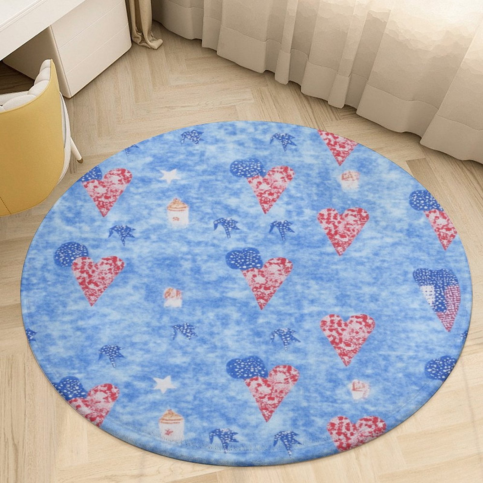 4th of July Washable Round Rug -Circle Area Rugs for Nursery Bedroom ...