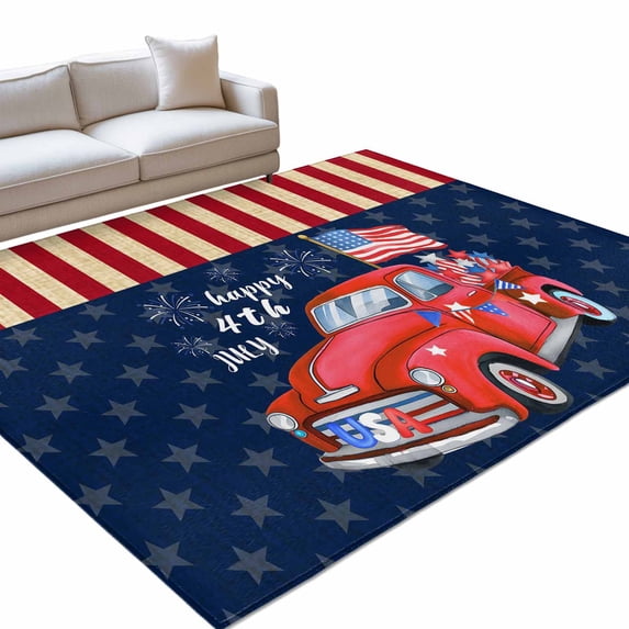 4th of July Washable Rug 5x8 Area Rug for Living Room Bedroom Non Slip ...