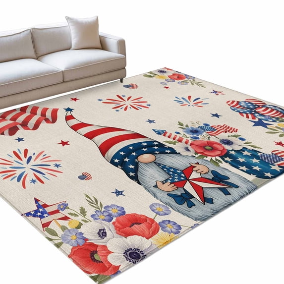4th of July Washable Rug 5x8 Area Rug for Living Room Bedroom Non Slip ...