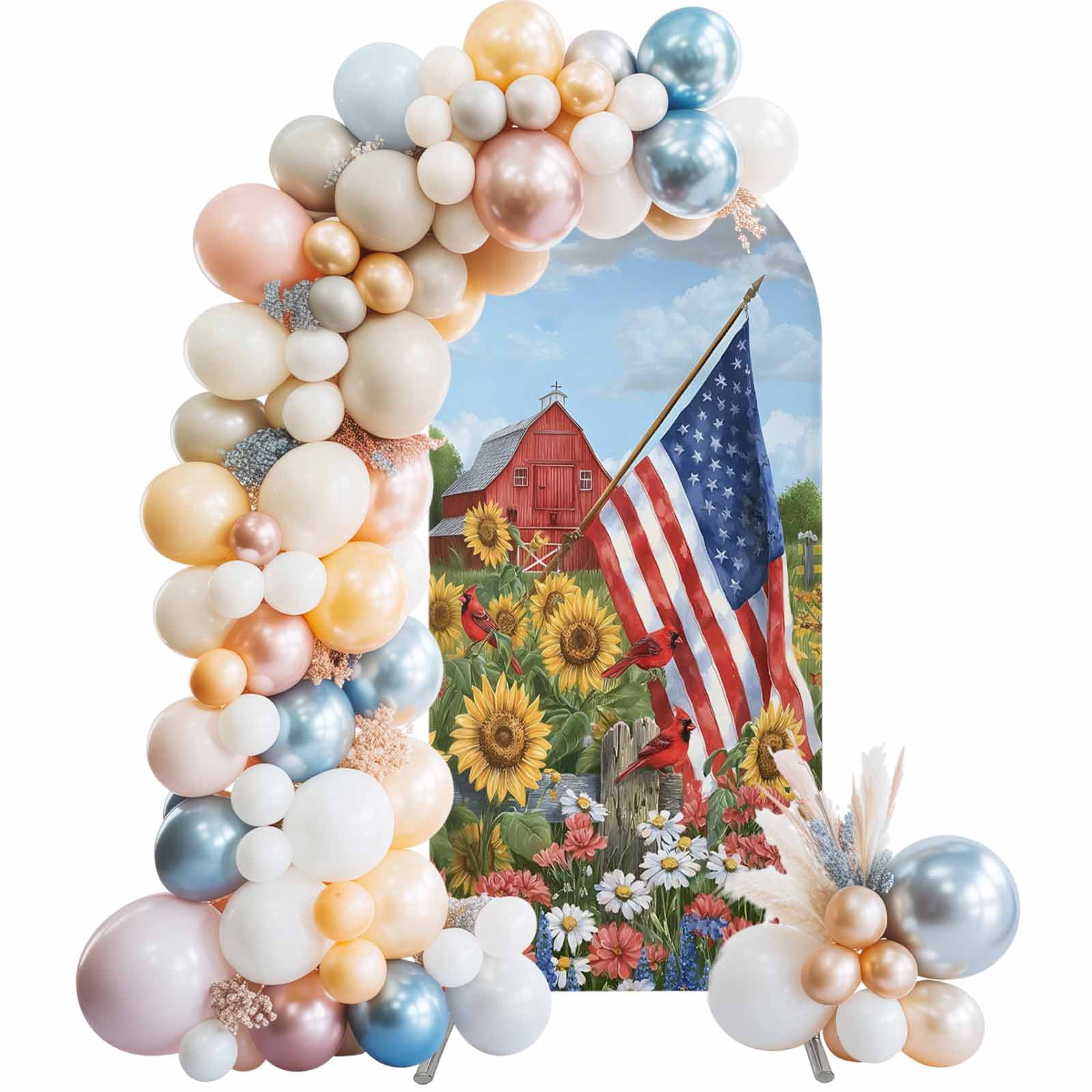 4th of July Wedding Arch Cover 4Ft USA Flag Flower Patriotic Plant ...