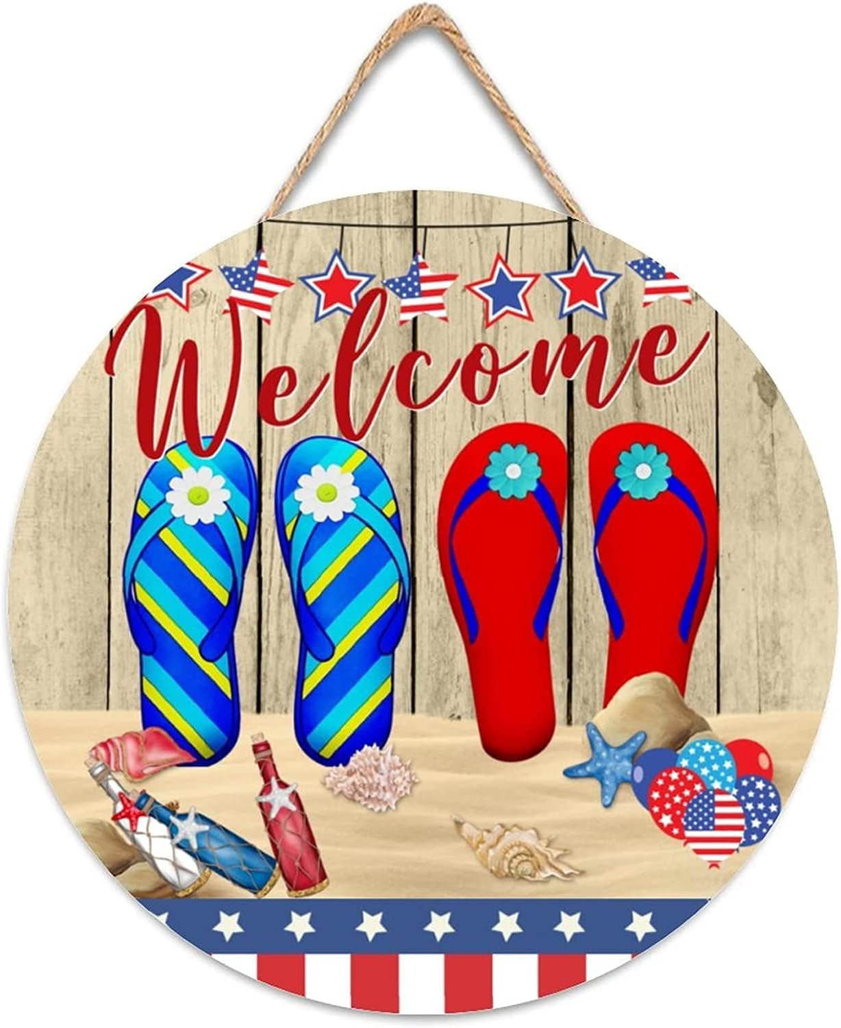 4th of July Welcome Door Sign, Independence Day Decorations Doorplate ...