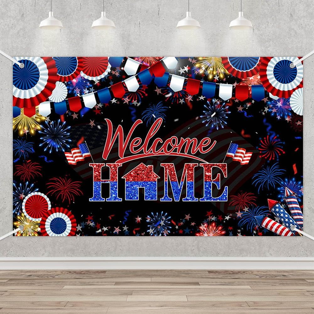 4th of July Welcome Home Banner Patriotic Military Army Welcome Back ...