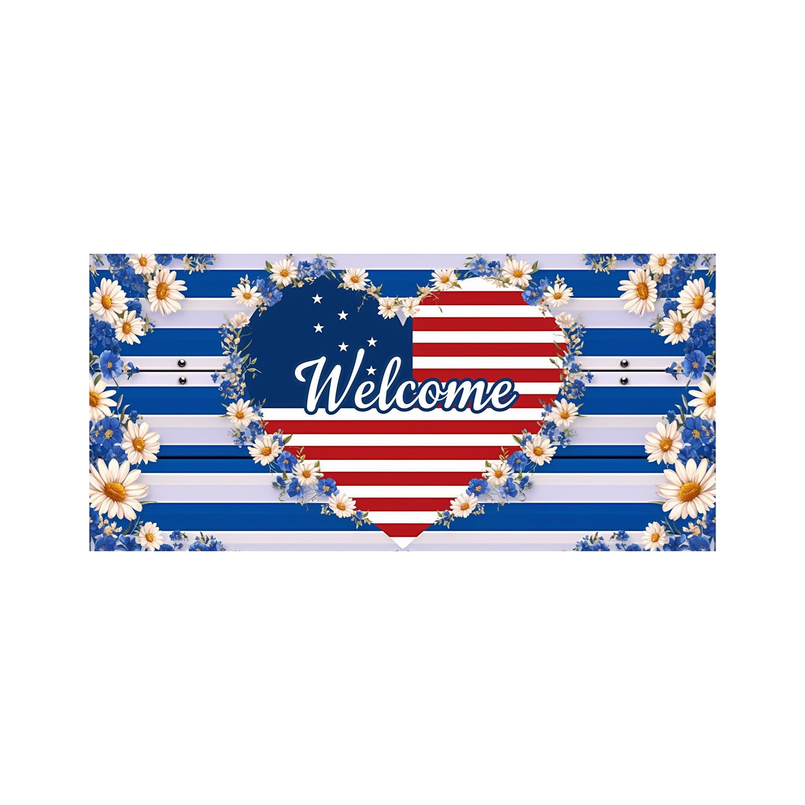 4th of July Welcome Mat - 18x30 Inch American Flag Doormat with Non ...