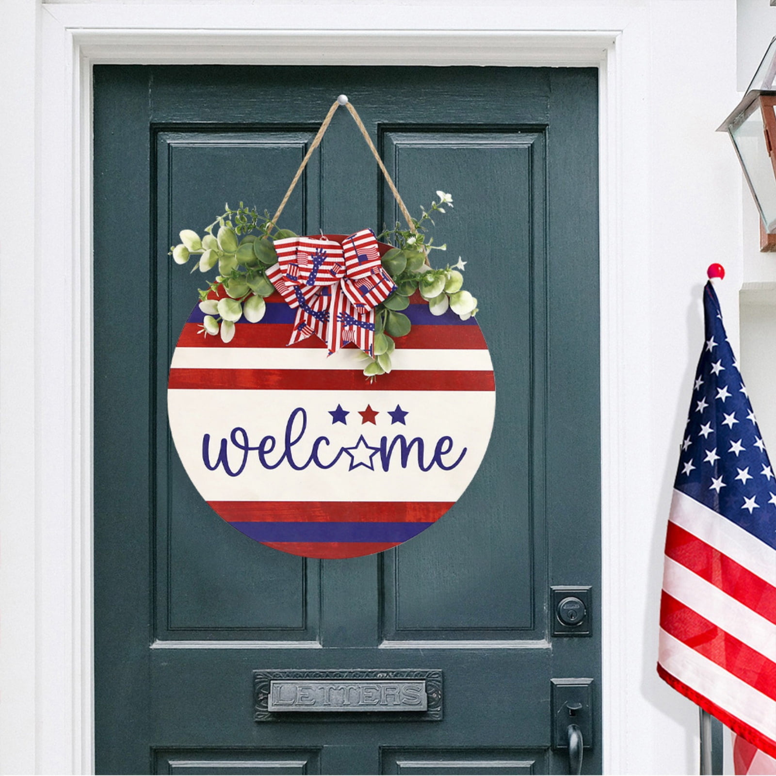 4th of July Welcome Sign Decorations Patriotic Wooden Signs Star ...