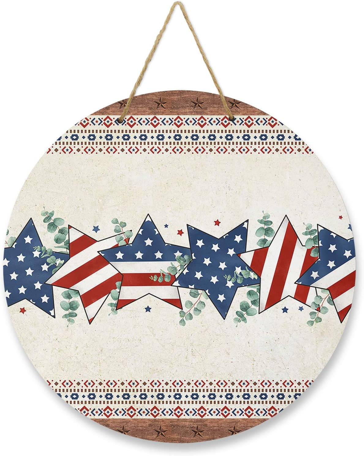 4th of July Welcome Sign Front Door American Flag Stars Wreath ...