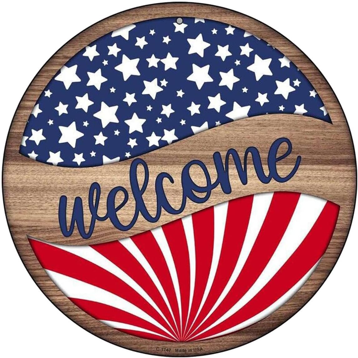 4th of July Welcome Sign for Front Door Patriotic American Flag Wooden ...