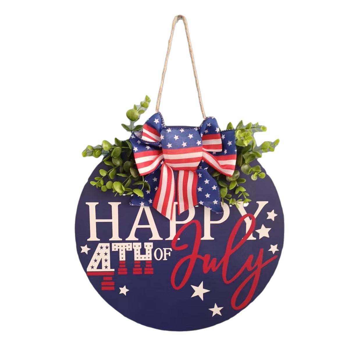 4th of July Welcome Sign Patriotic Wooden Hanging Decor with American ...