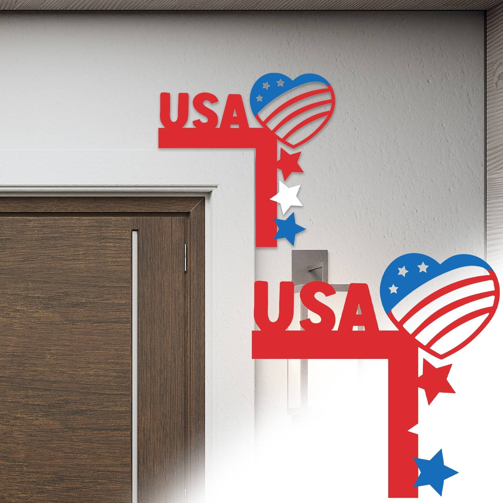 4th of July Welcome Sign Wreath Guopo Independence Day Patriotic Door ...