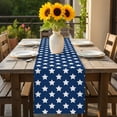 4th of July White Star on Navy Blue Table Runner 90 Inch Long ...