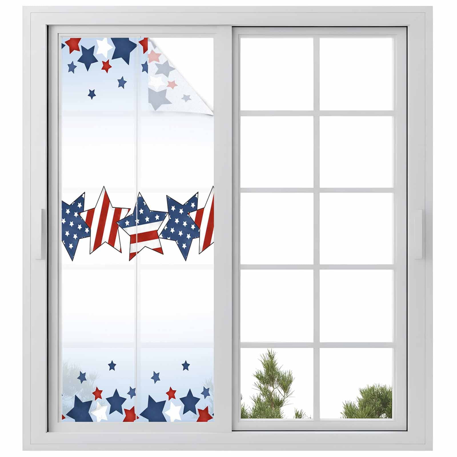 4th of July Window Privacy Film, American Star Blue Ombre Independence ...