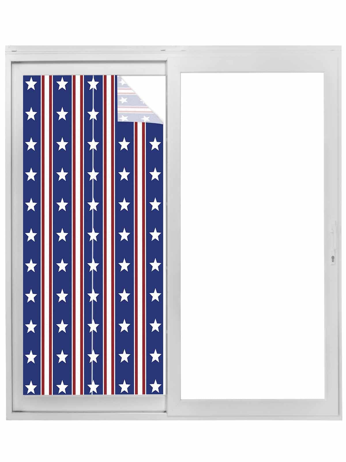4th of July Window Privacy Film, Independence Day Blue White Red ...