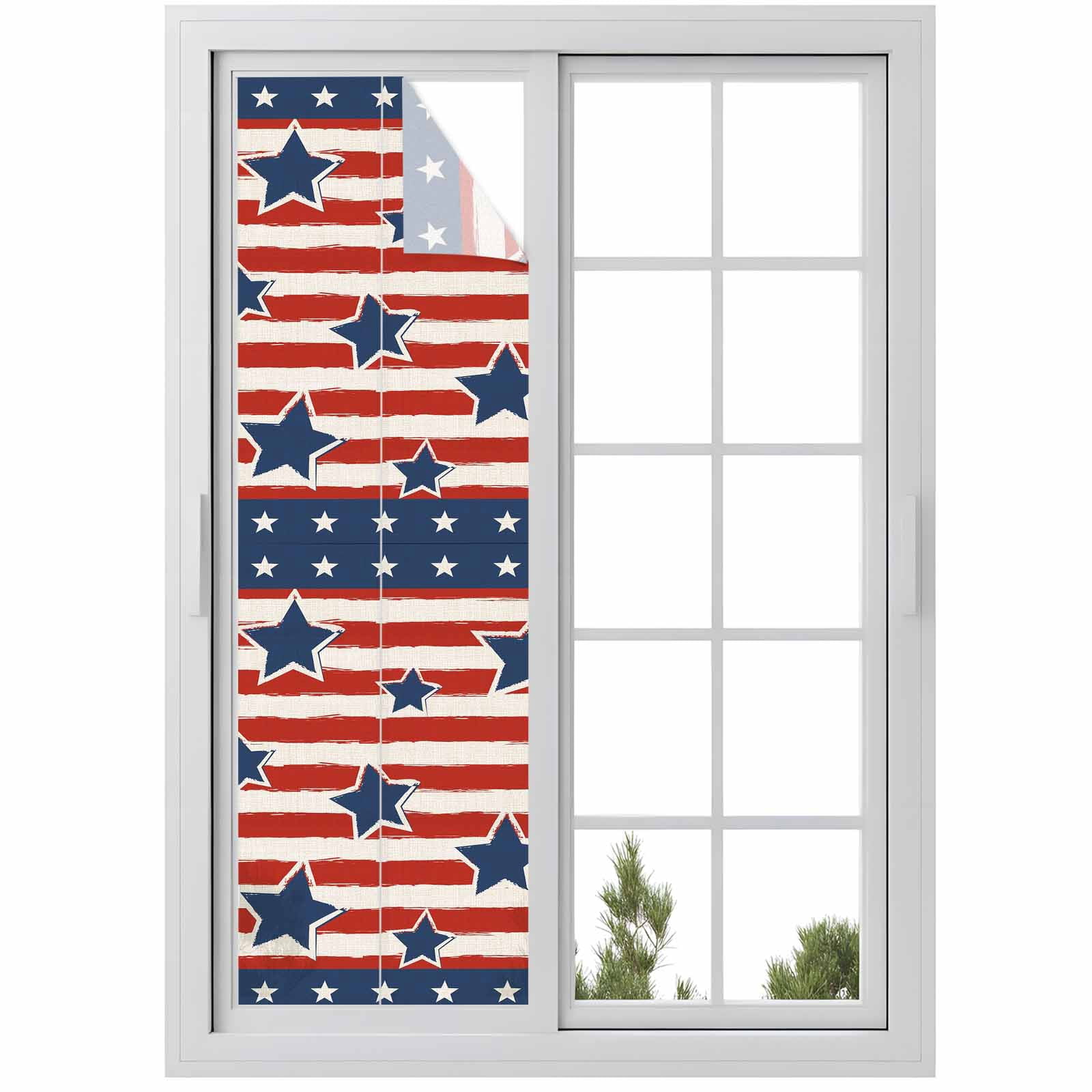 4th of July Window Privacy Film, Independence Day Patriotic Red Striped ...