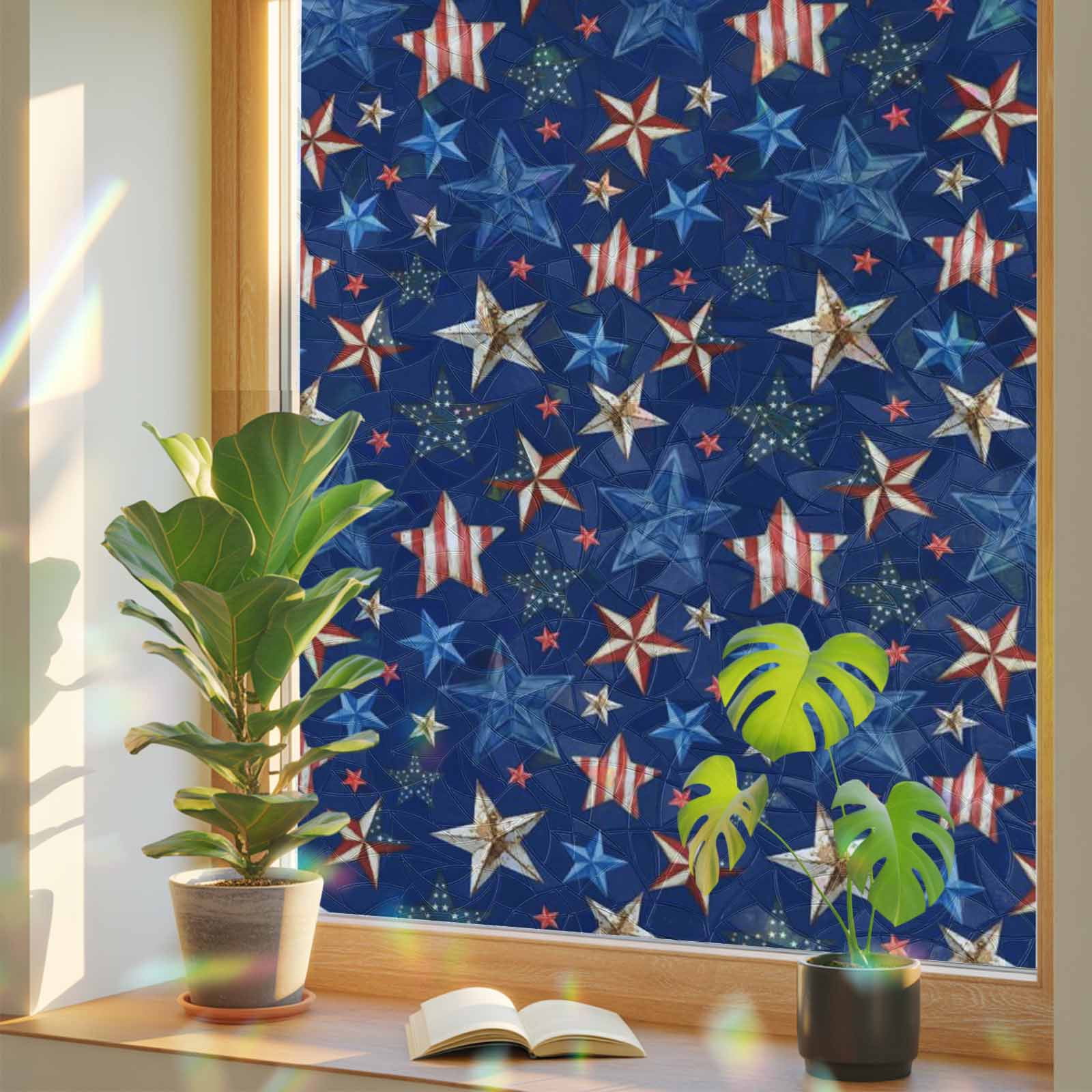 4th of July Window Privacy Film, Mottled Usa Flag Striped Stars ...