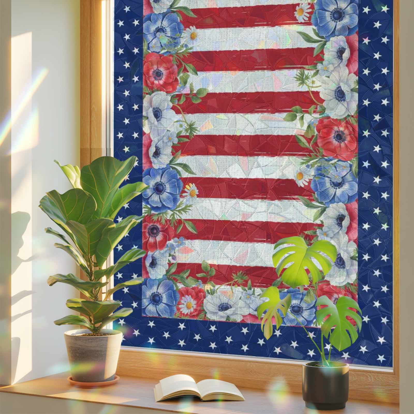 4th of July Window Privacy Film Rainbow Static Cling Stain Glass Window ...