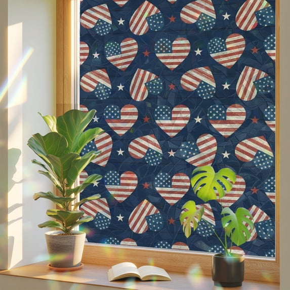 4th of July Window Privacy Film Rainbow Static Cling Stain Glass Window ...