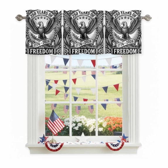 4th of July Window Valances for Kitchen, Anniversary Patriotic Eagle ...