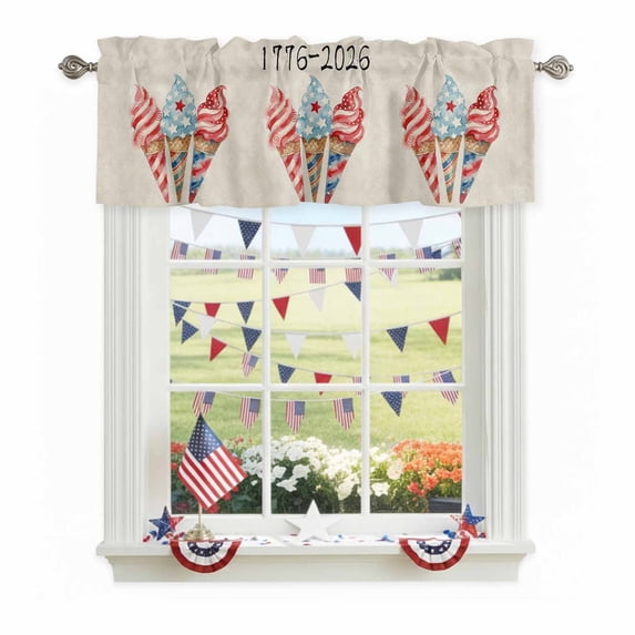 4th of July Window Valances for Kitchen, Patriotic Ice Cream Stars and ...