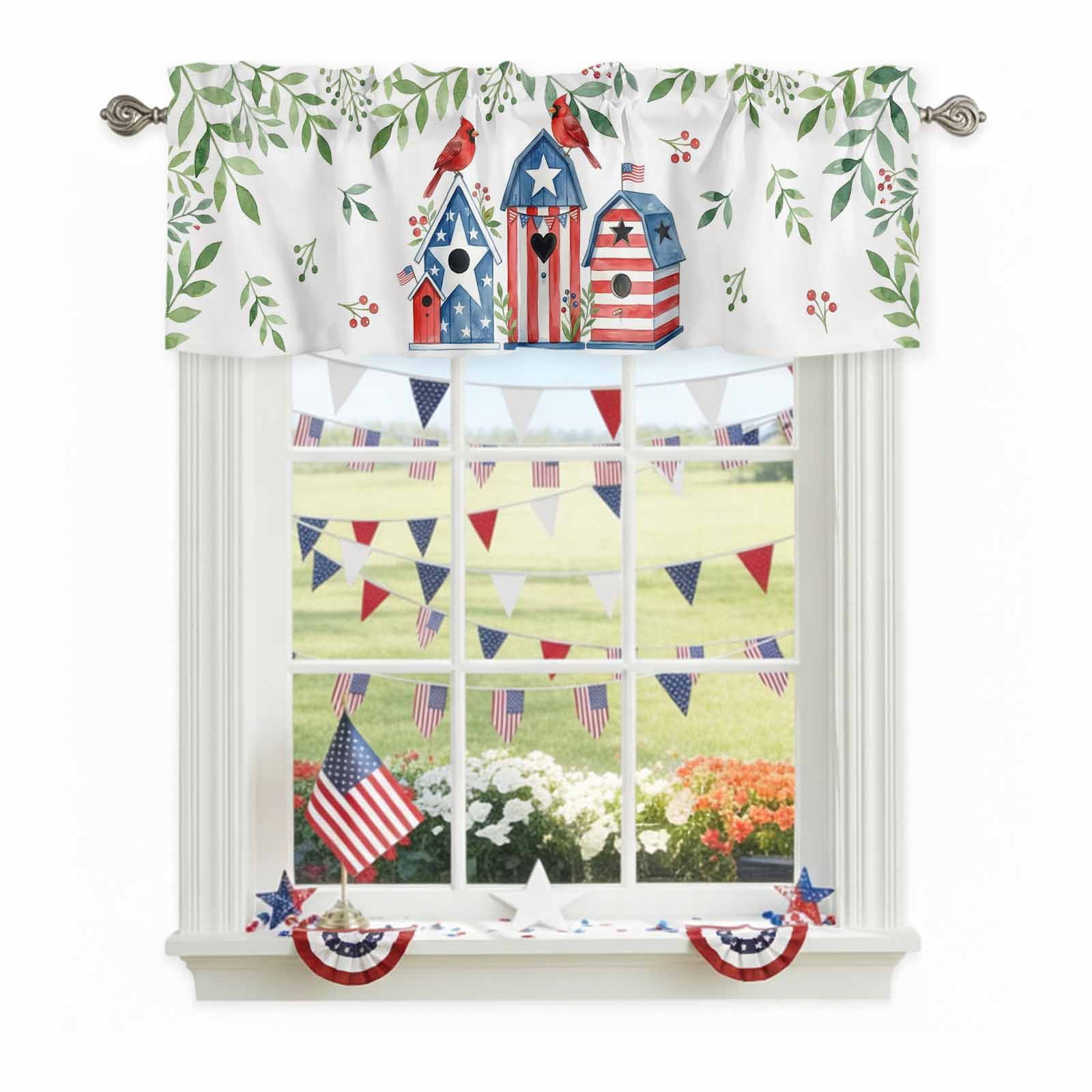 4th of July Window Valances for Kitchen, Stars and Stripes House ...