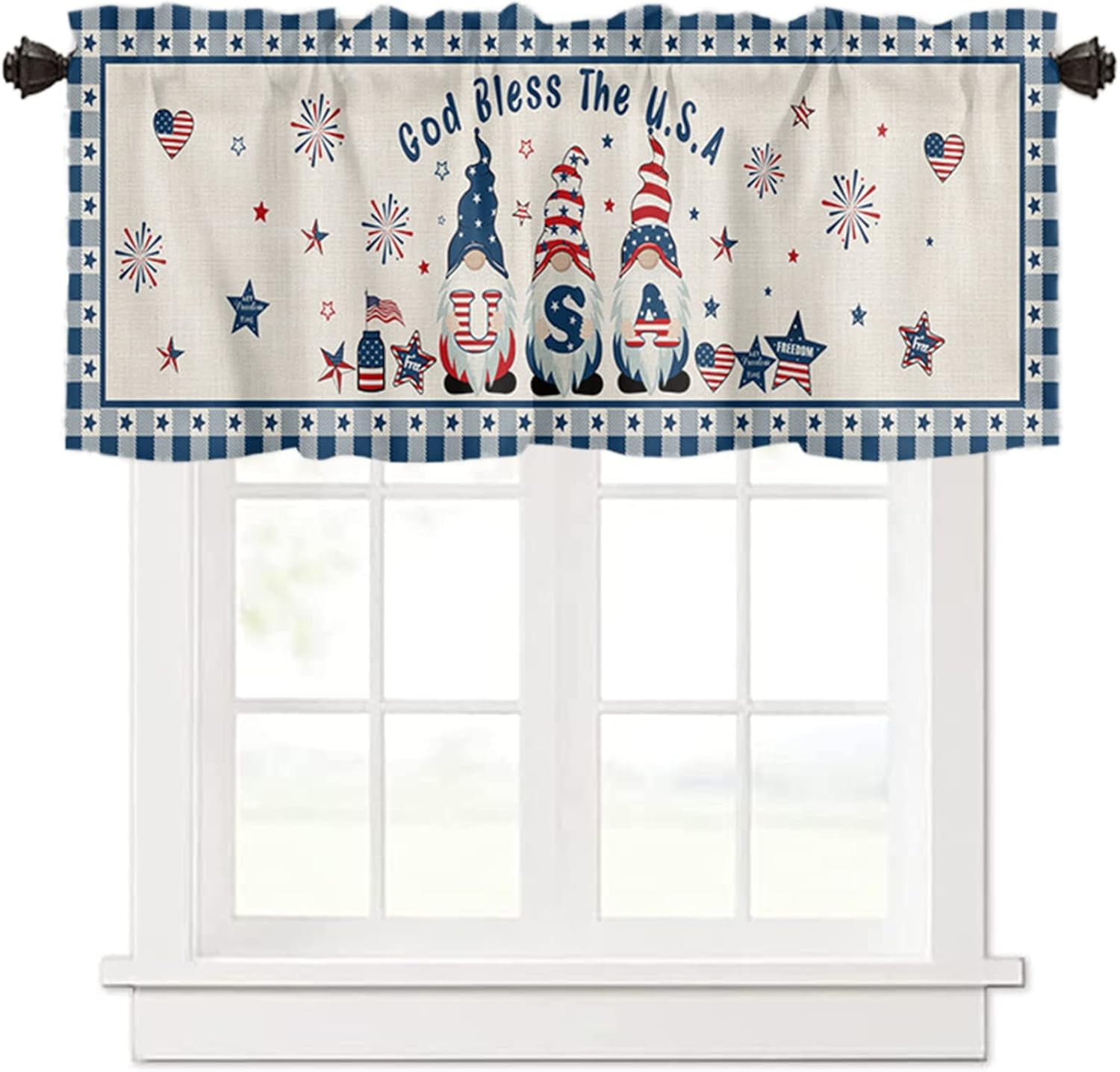 4th of July Windows Valances Curtain Patriotic Curtain Valance ...