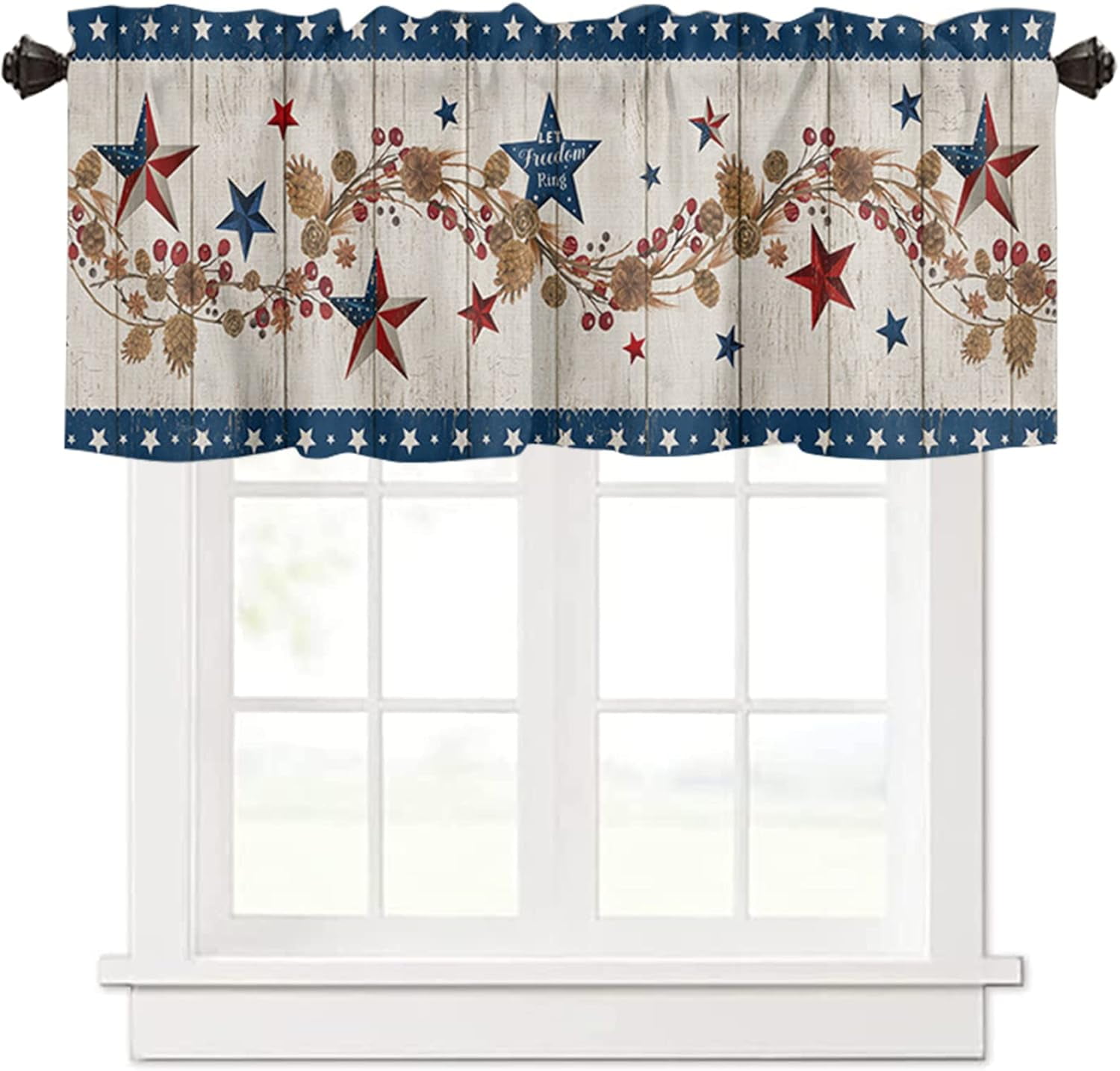 4th of July Windows Valances Curtain Patriotic Curtain Valance ...