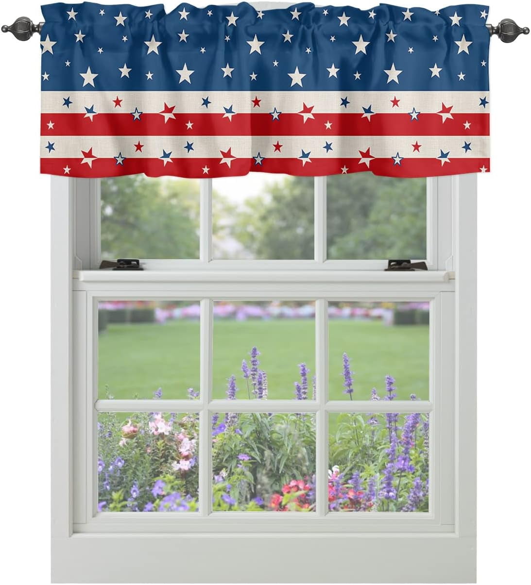 4th of July Windows Valances Curtain Patriotic Stars Valances Rod ...